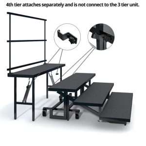 Fold and Roll Portable Choir Riser 4 Tiers Industrial Finish