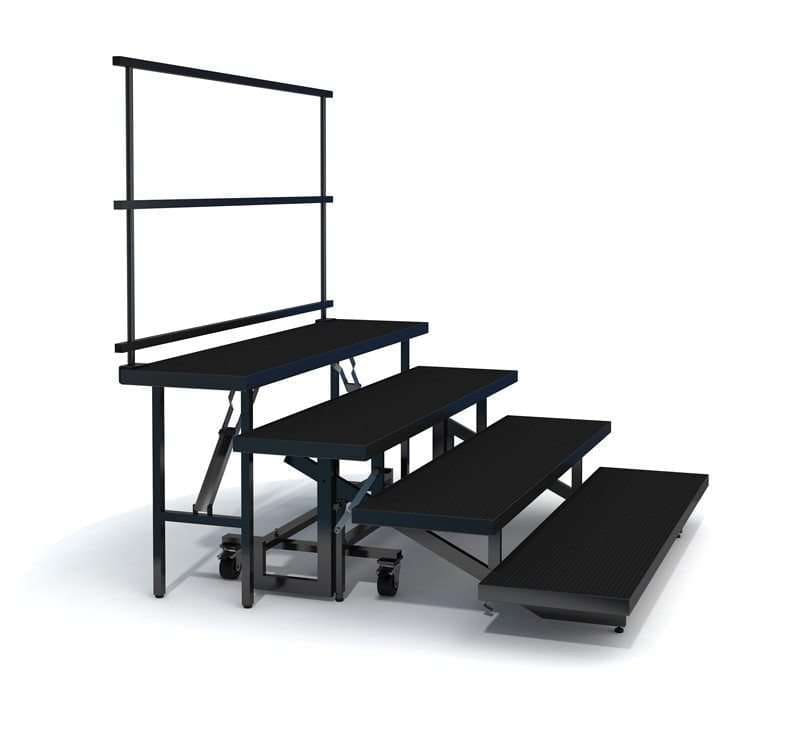 Fold and Roll Portable Choir Riser 4 Tiers Industrial Finish